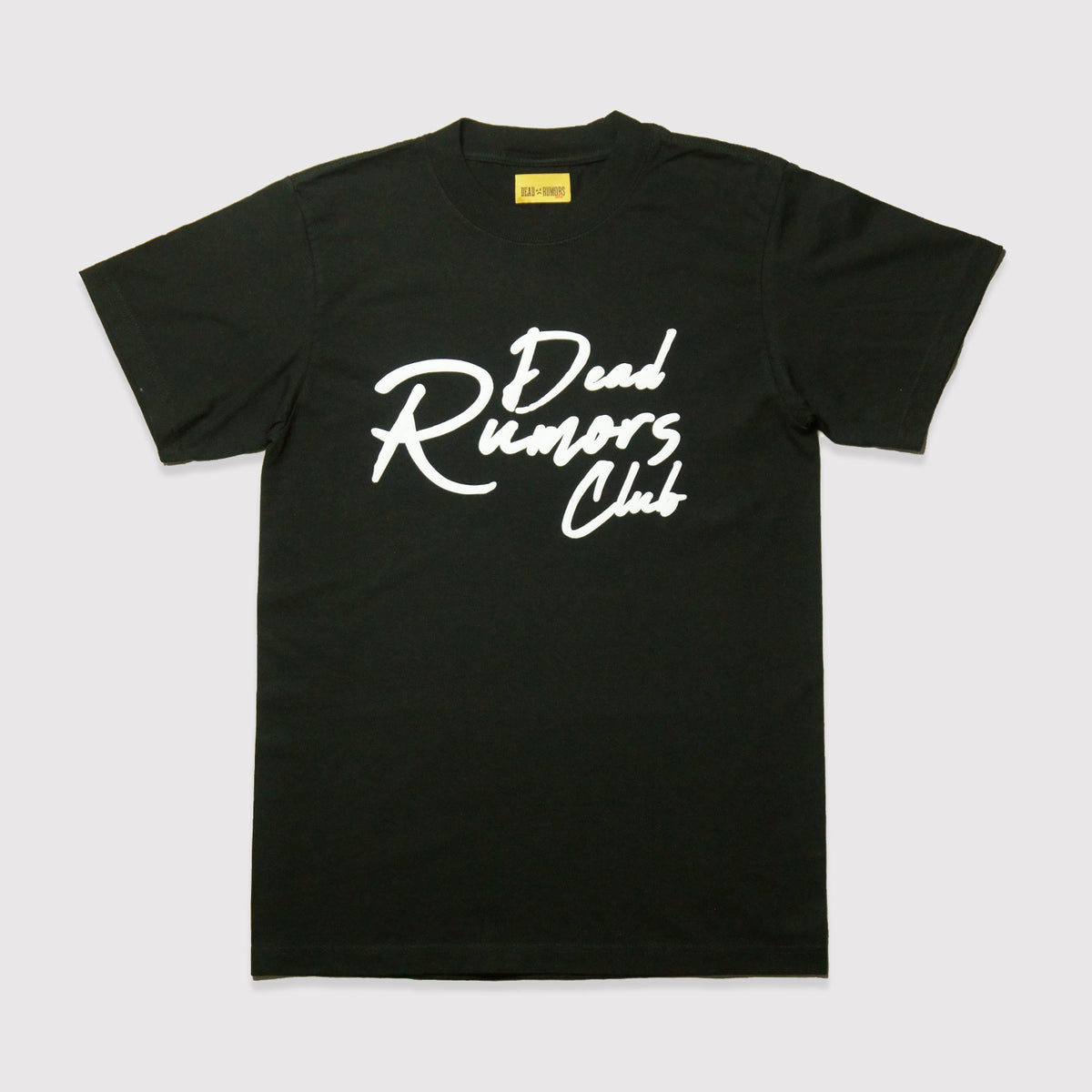 BIG SCRIPT CLASSIC BLACK TEE – Dead Rumors Club